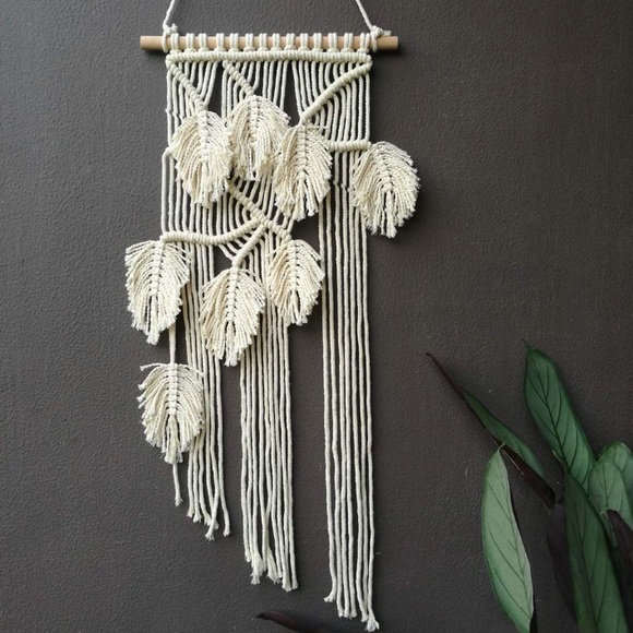 Urban Outfitters | Other | Boho Crafted Macrame Wall Hanging Leaves ...